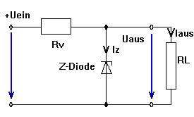 Spannungs-Stabilisierung mit einer Z-Diode - Berechnung