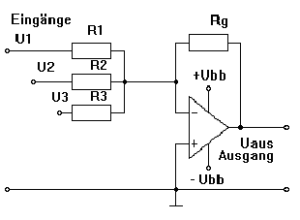 Addierer oder Summierer mit einem Operationsverstärker – Volkers ...
